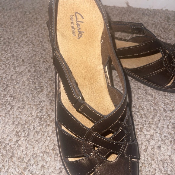 Clarks | Shoes | New Clarks Bendables Bronze Leather Slingback Sandals ...